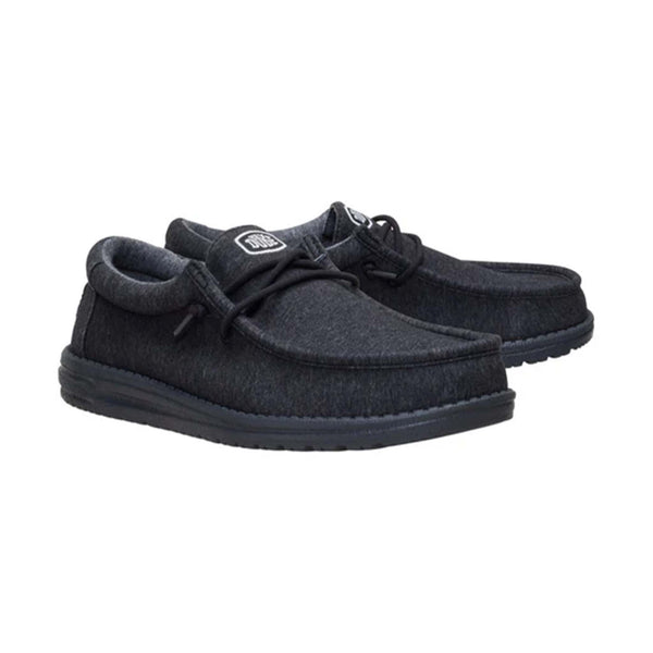 HEYDUDE Men's Wally Stretch Jersey Shoes in Black | Palmetto Moon