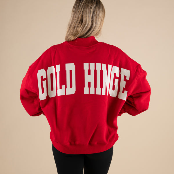 Gold Hinge Arch Mockneck in Ruby | Palmetto Moon