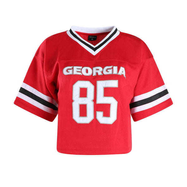 Hype and Vice UGA Cropped Football Jersey in Red | Palmetto Moon
