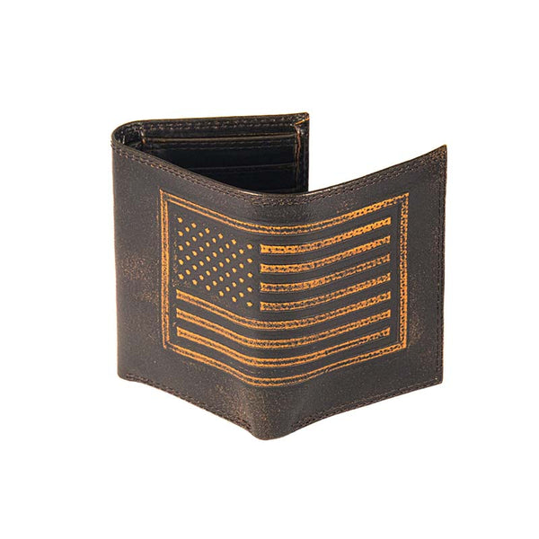 ZEP-PRO USA Flag Burnished Trifold Wallet | Palmetto Moon