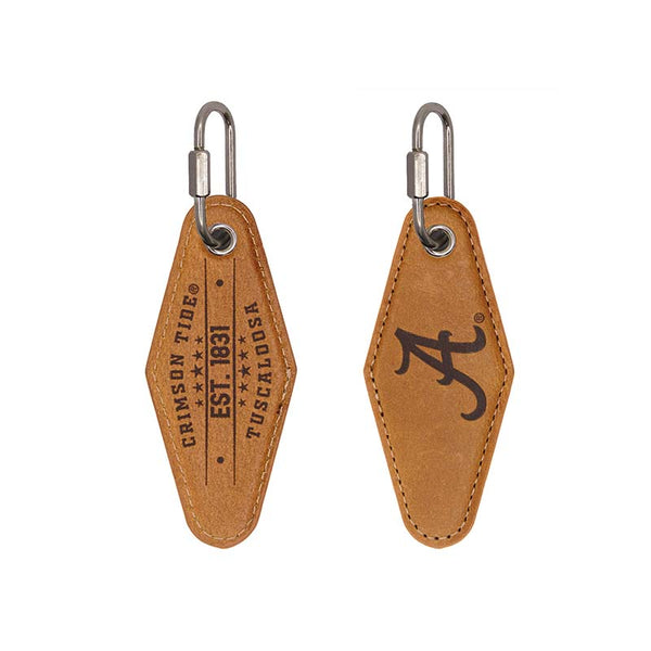 ZEP-PRO Alabama Tan Leather Diamond Keychain | Palmetto Moon