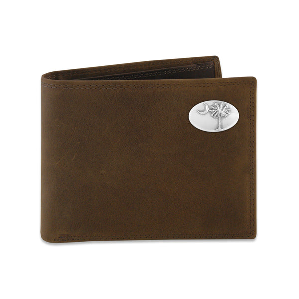 ZEP-PRO Palm Tree Crazy Horse Concho Leather Bifold | Palmetto Moon