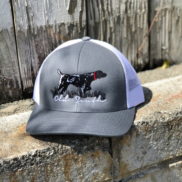 Old South Pointer Trucker Hat in Graphite | Palmetto Moon